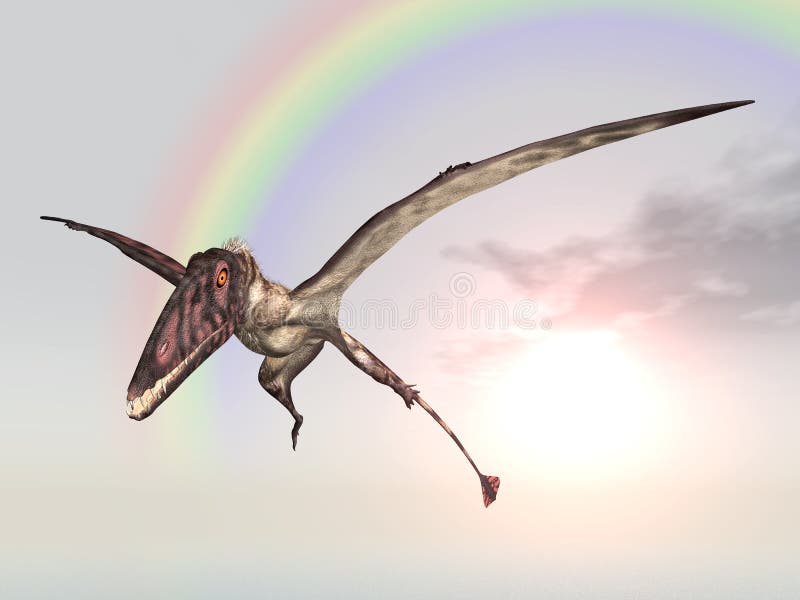 Pterosaur Dimorphodon stock illustration. Illustration of rainbow ...