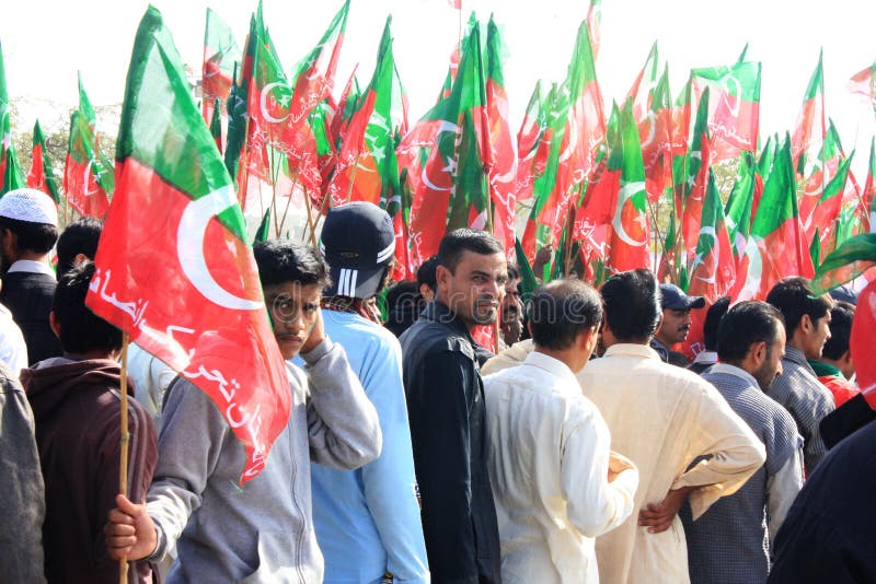 PTI Supporters Entering Rally in Karachi, Pakistan Editorial Image ...