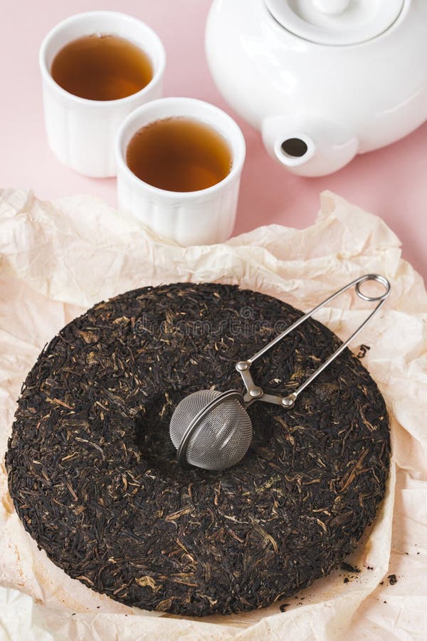 Pu erh Puerh Tea Cake. stock image. Image of fermentation - 113233019