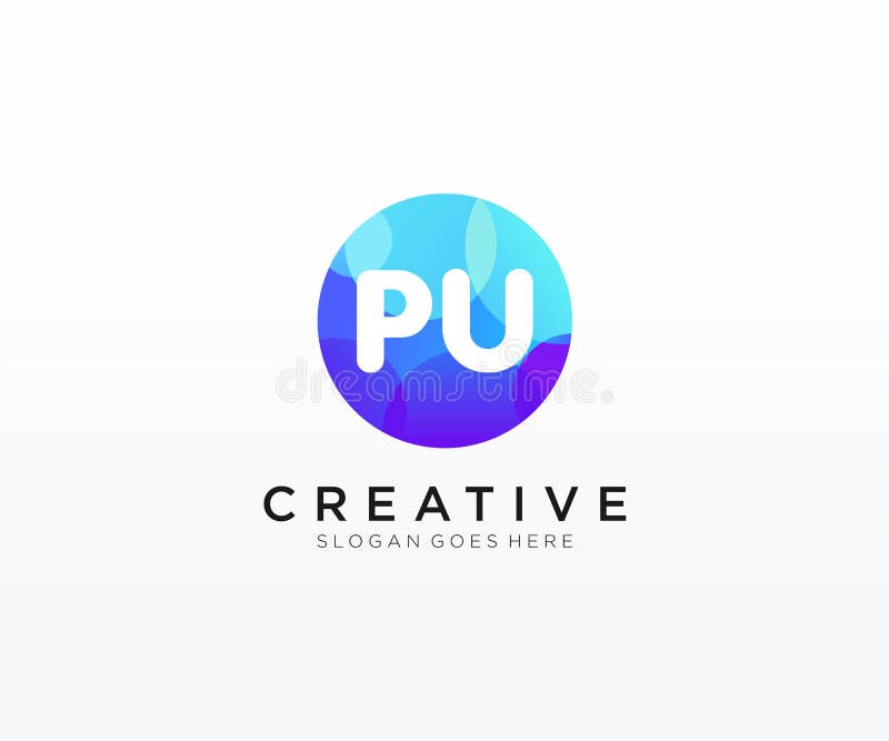 PU Initial Logo with Colorful Circle Template Vector Stock Vector ...