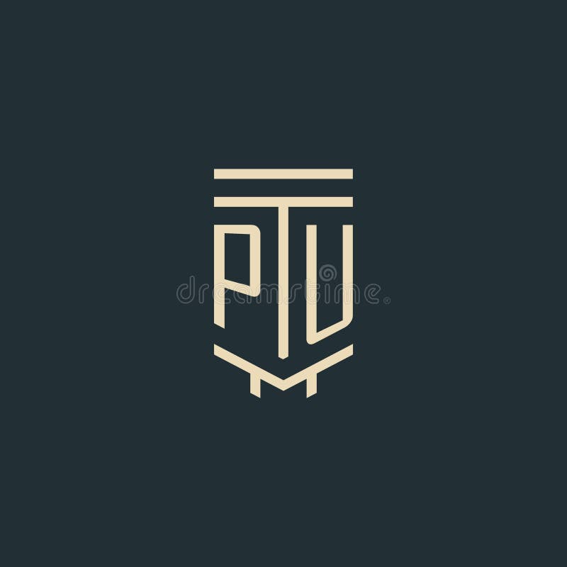 PU Initial Monogram with Simple Line Art Pillar Logo Designs Stock ...