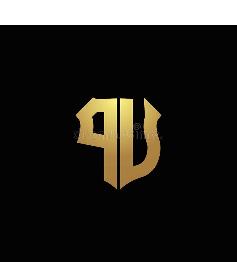 PU Logo Monogram with Gold Colors and Shield Shape Design Template ...