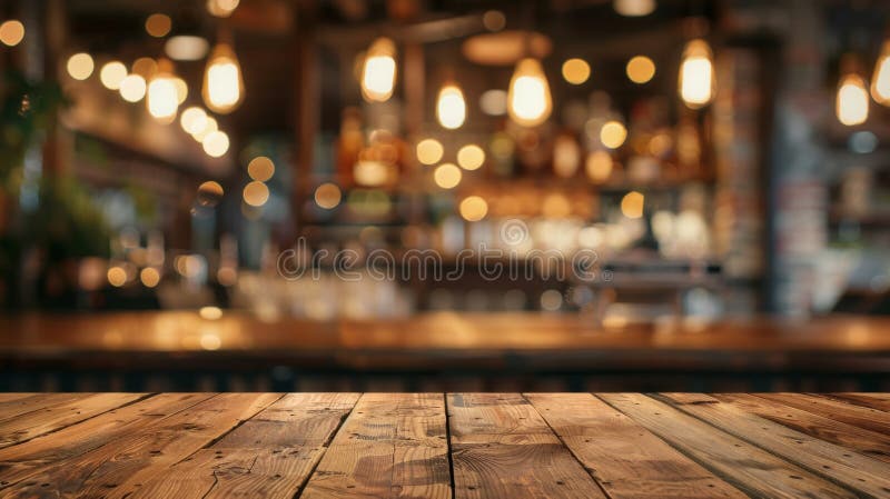 In a Pub or Bar, an Empty Wooden Counter Table Top is Used To Display ...