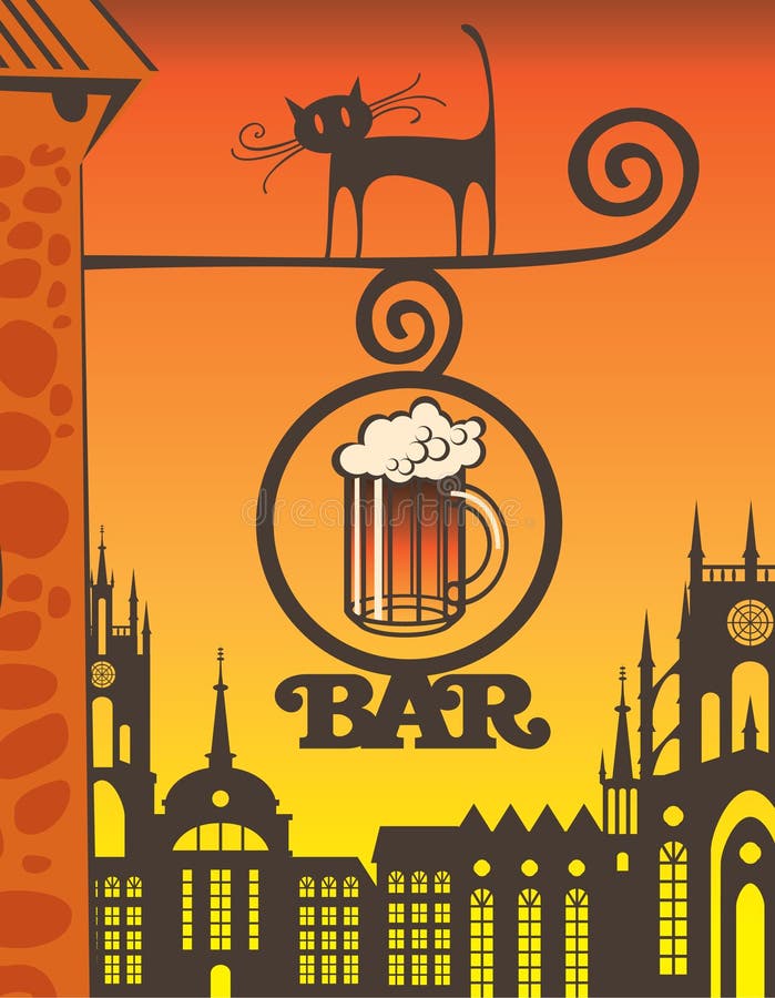 Pub and cat stock vector. Illustration of ornate, beer - 27431190