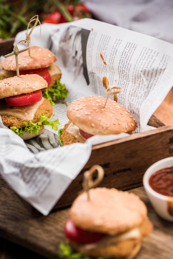 Pub Fast Food, Mini Burgers Stock Image - Image of tasty, table: 125194637