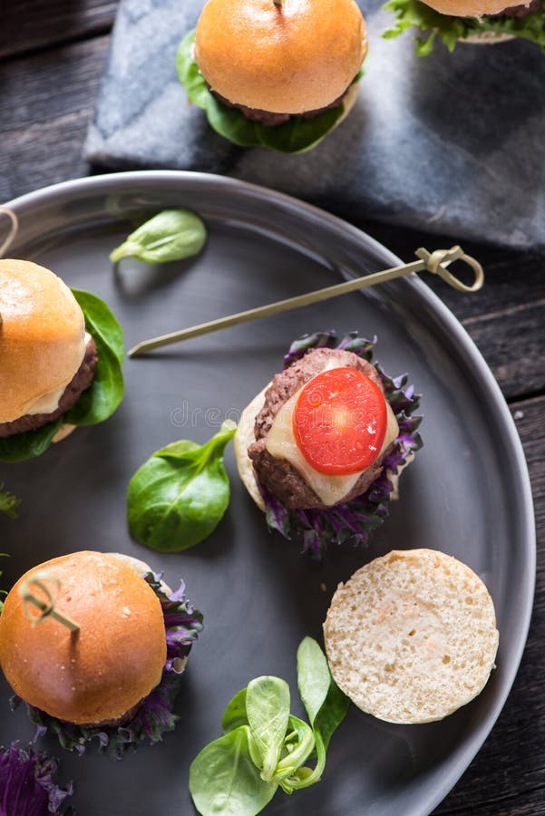 Pub Food, Mini Beef Burgers Stock Image - Image of cuisine, dinner ...