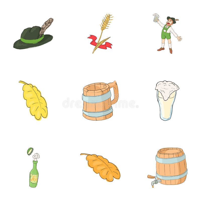 Pub Icons Set, Cartoon Style Stock Vector - Illustration of barrel ...