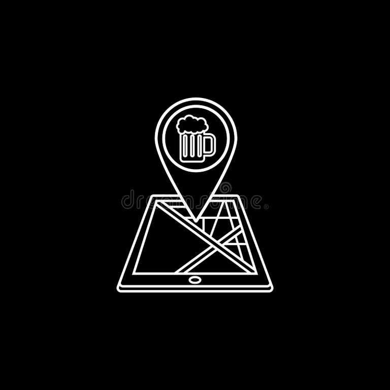 Pub Map Pointer Line Icon, Mobile Gps Navigation Stock Vector ...