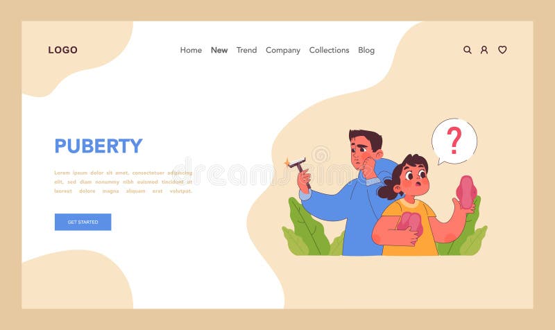 Puberty Concept. Flat Vector Illustration Stock Vector - Illustration ...