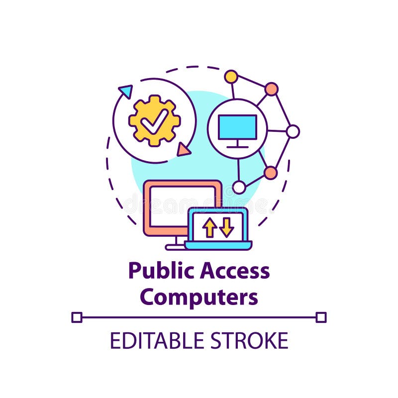 Public Access Computers Concept Icon Stock Vector - Illustration of ...