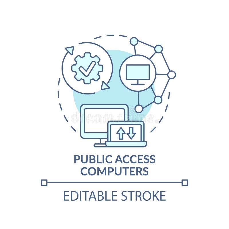Public Access Computers Turquoise Concept Icon Stock Vector ...