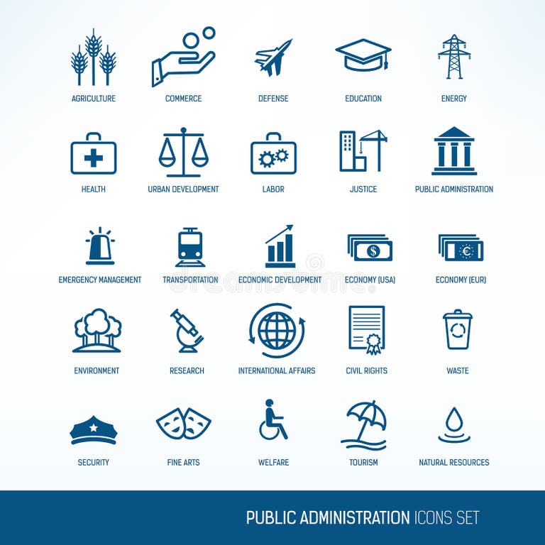 Public Administration Icons Stock Vector - Illustration of department ...