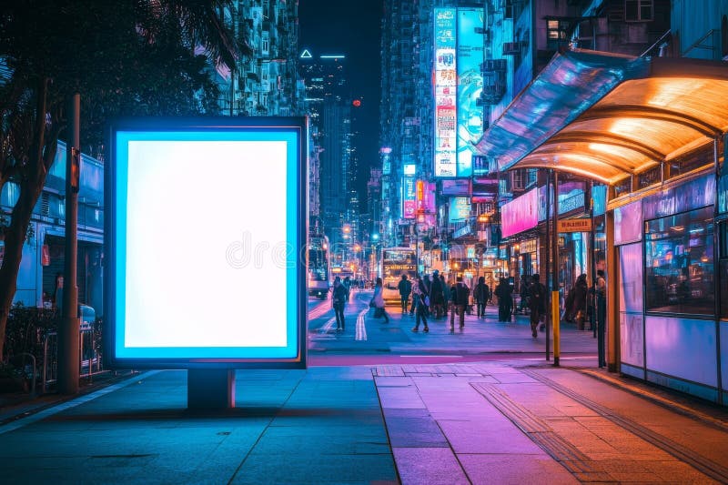 Public Advertisement Space is Available on an Empty Billboard at a Bus ...