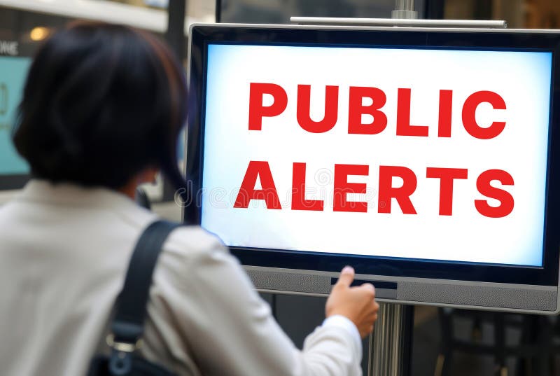 Public Alerts Word Text on Tv Screen Stock Illustration - Illustration ...