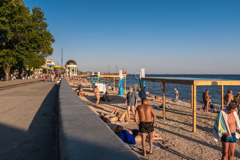 Public Beach in Berdyansk, Ukraine Editorial Photography - Image of ...