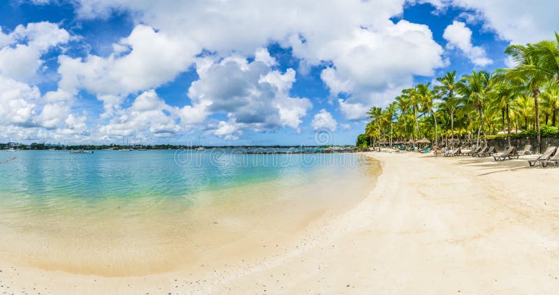 Public Beach At Grand Baie Of Mauritius Island Africa Stock Image Image Of Relax Background