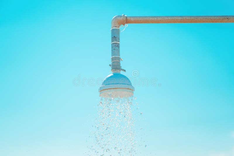 Public Beach Shower at Vrasna, Greece Stock Photo - Image of seaside ...