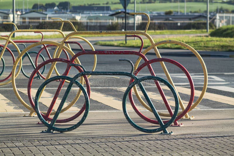 Public Bike Racks in Motion Stock Photo - Image of transport, racks ...