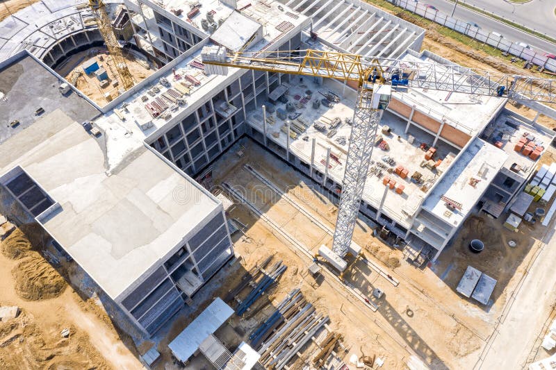 Public Building Under Construction, Top View Stock Image - Image of ...