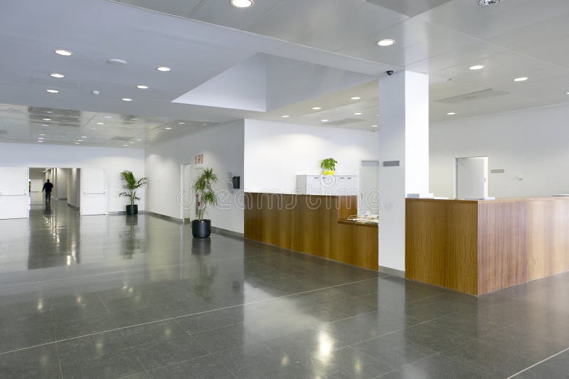 Public Building Waiting Area. Information Desk Stock Photo - Image of ...
