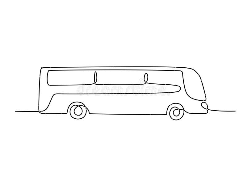 Public Bus Line Drawing. Simple One-line Art of a Bus, Ideal for Travel ...