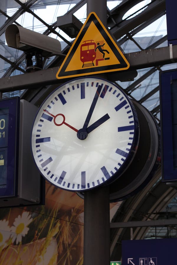 Public Clock in a Railway Station Stock Image - Image of people ...