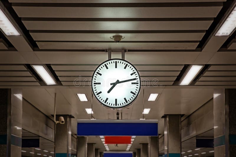 The Clock In The Subway Station Stock Image - Image of safety, station ...