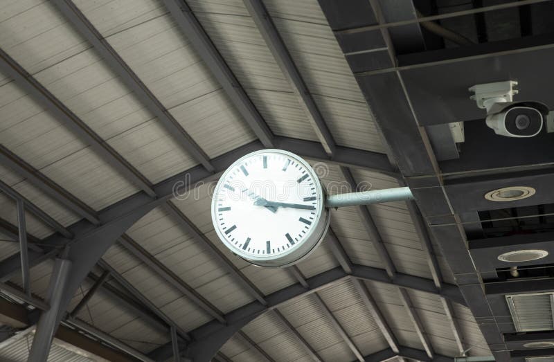 Public Clock in Sky Train Station Stock Image - Image of attached ...