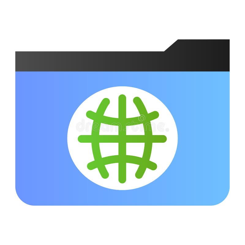 Public Folder Flat Icon. Folder with Globe Color Icons in Trendy Flat ...
