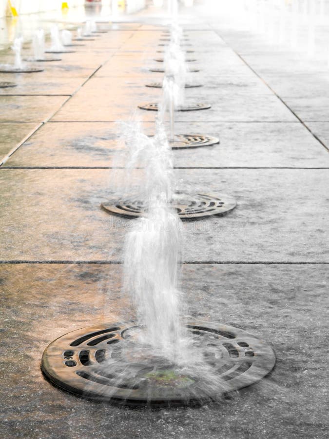 Public Fountain with Water Splash Stock Image - Image of travel, fall ...