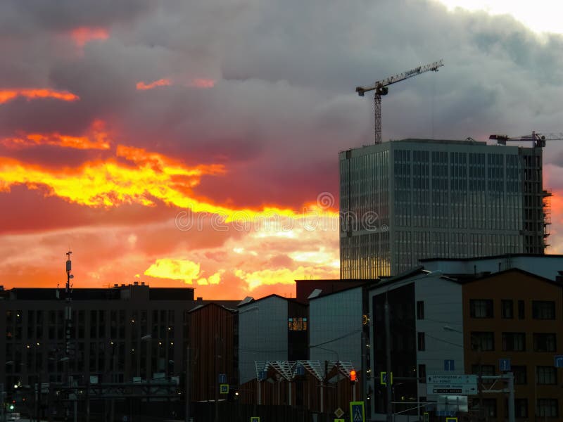 Public Housing Construction Site at Sunset Stock Photo - Image of urban ...
