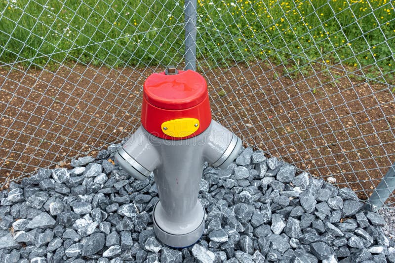 Public Hydrants for Fire Protection System beside Sidewalk, Emergency ...