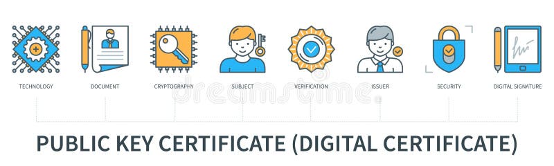 Public Key Certificate Infographics in Minimal Flat Line Style Stock ...
