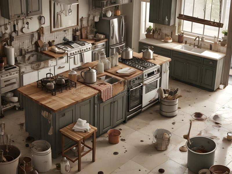 Public Kitchen Not Cleaned. Stock Illustration - Illustration of ...