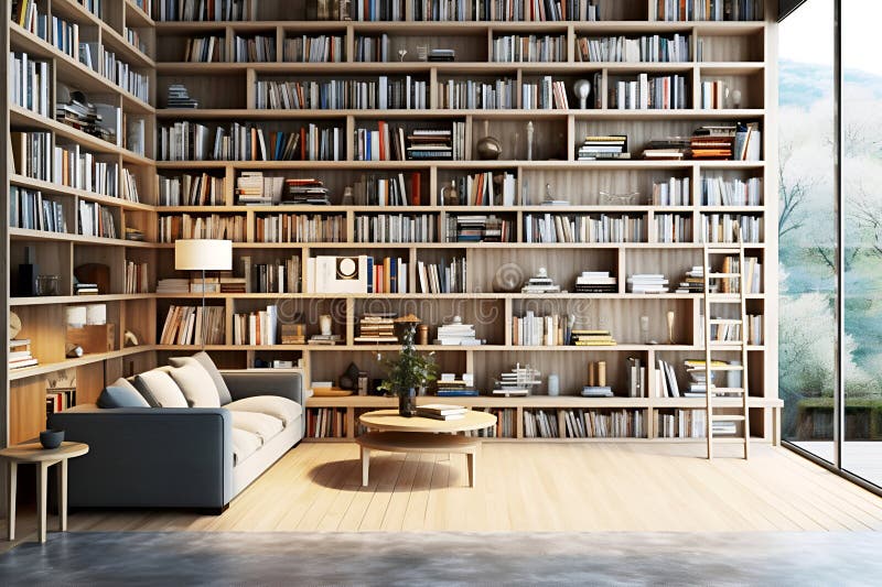 Public Large Library with Modern Interior Indoor Reading Books and ...