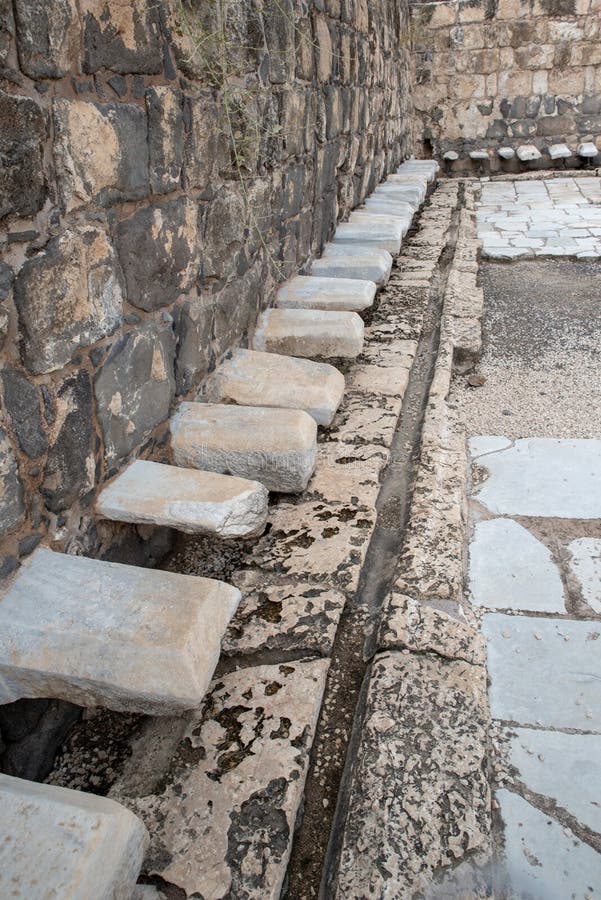 Public Lavatories Bathroom of the Seats at Beit she`an in Israel Stock ...