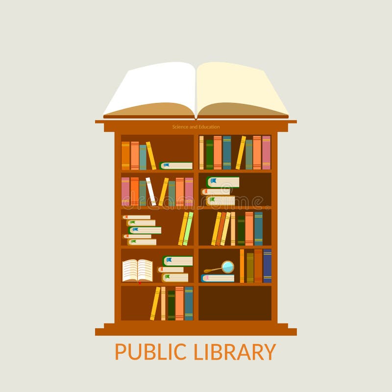 Public Library Bookcase Education and Knowledge Stock Vector ...
