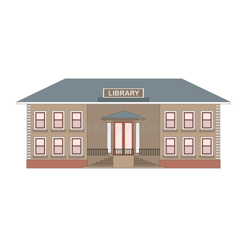 Public Library Building Icon Front View in Flat Style. Vector ...