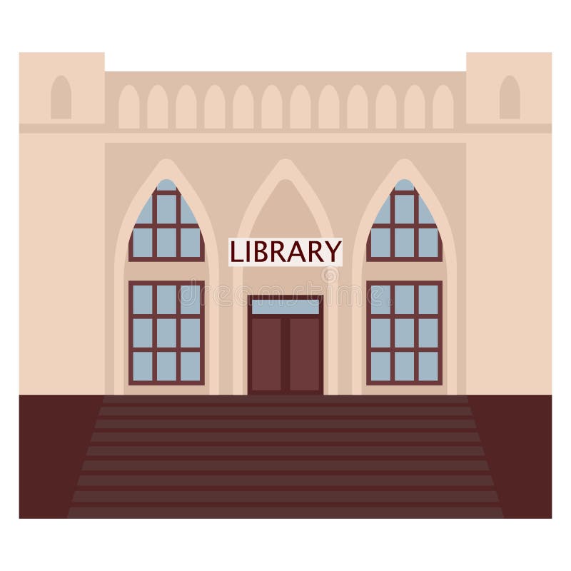 Public Library Building Icon Front View in Flat Style. Vector ...