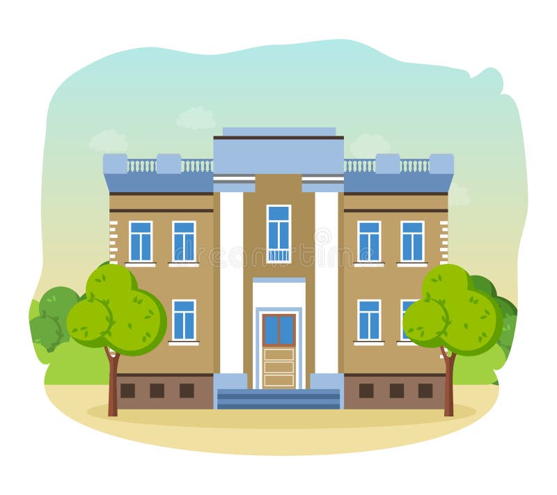 Public Library Exterior View. Structure with Books and Contemporary ...