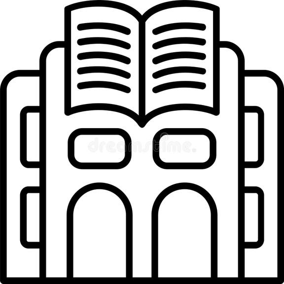Public Library Outline Vector Icon Stock Vector - Illustration of ...