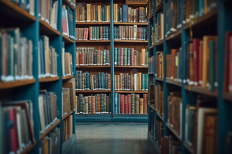 Public Library Scene Bookshelves Filled with a Diverse Collection Stock ...