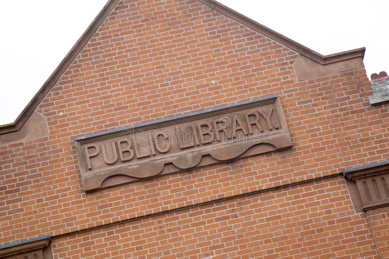 Public Library Sign stock photo. Image of borrow, brick - 191708758