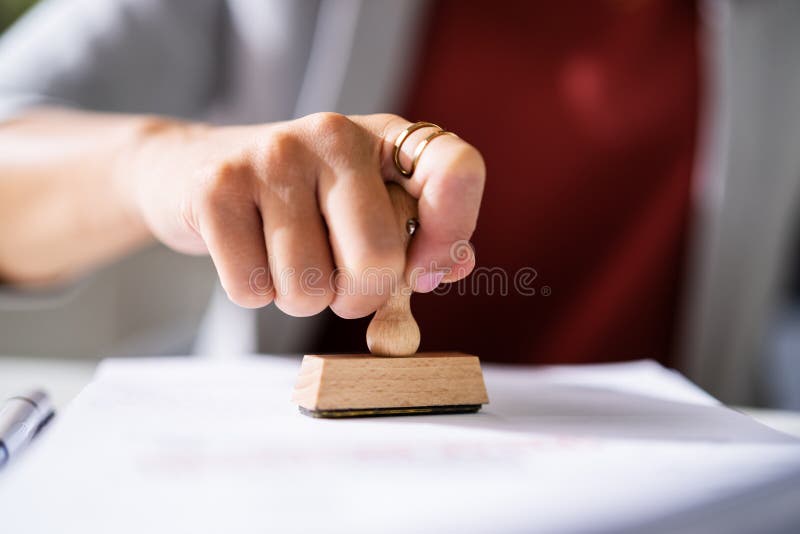 Public Notary Contract Document Stamp Stock Image - Image of woman ...