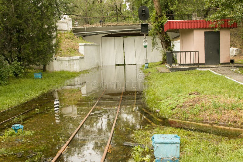 Public Park Drenched in Rain. Stock Image - Image of environment, lawn ...