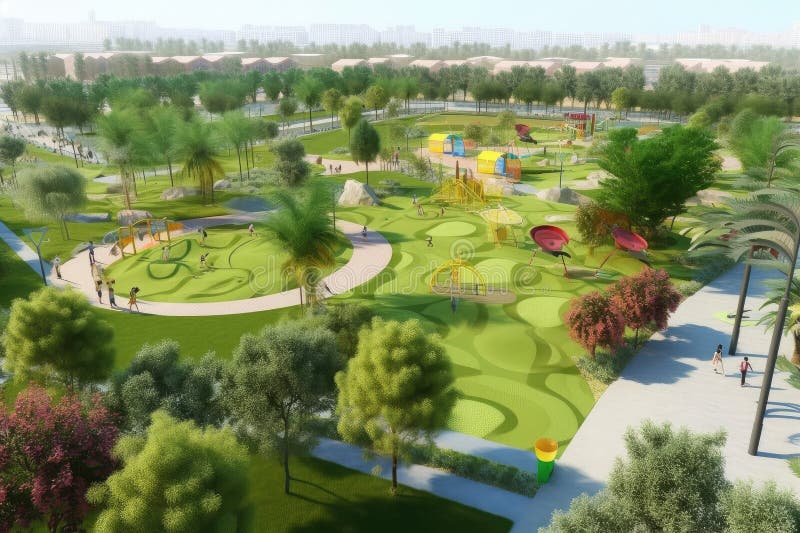 Public Park Featuring a Range of Activities Including Playgrounds ...