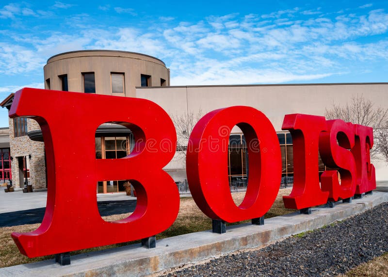 Public Park with a Large Red Sign for Boise Editorial Photography ...