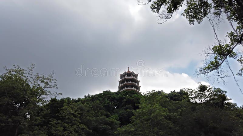 Public Park with Traditional Chinese Tower Time Lapse Stock Video ...