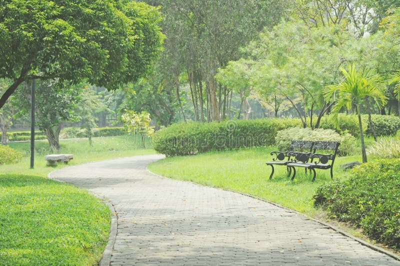 Public park and walkway stock photo. Image of summer - 254129938