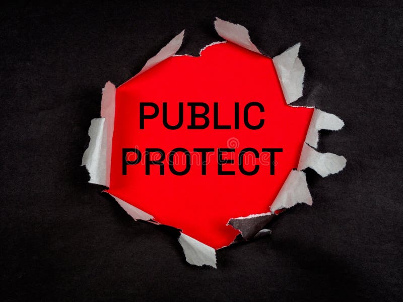 Public Protect Text on Colored Black Red Paper Background Stock Image ...